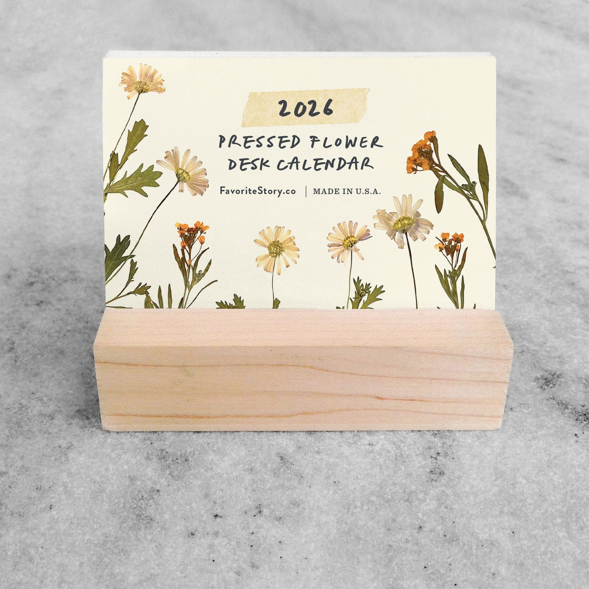 2026 Mini Desk Calendar, Pressed Flowers
