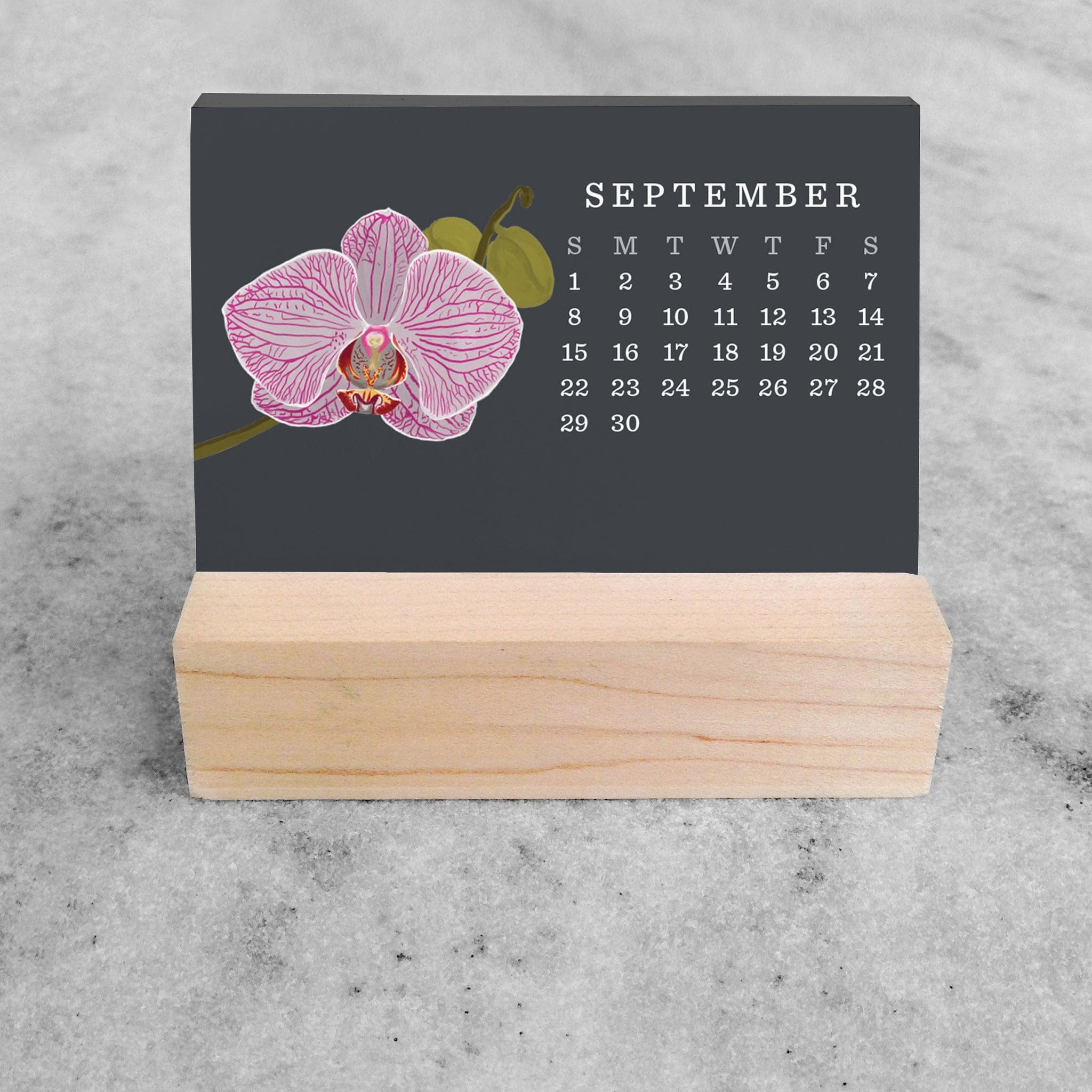 2026 Mini Desk Calendar, Orchid