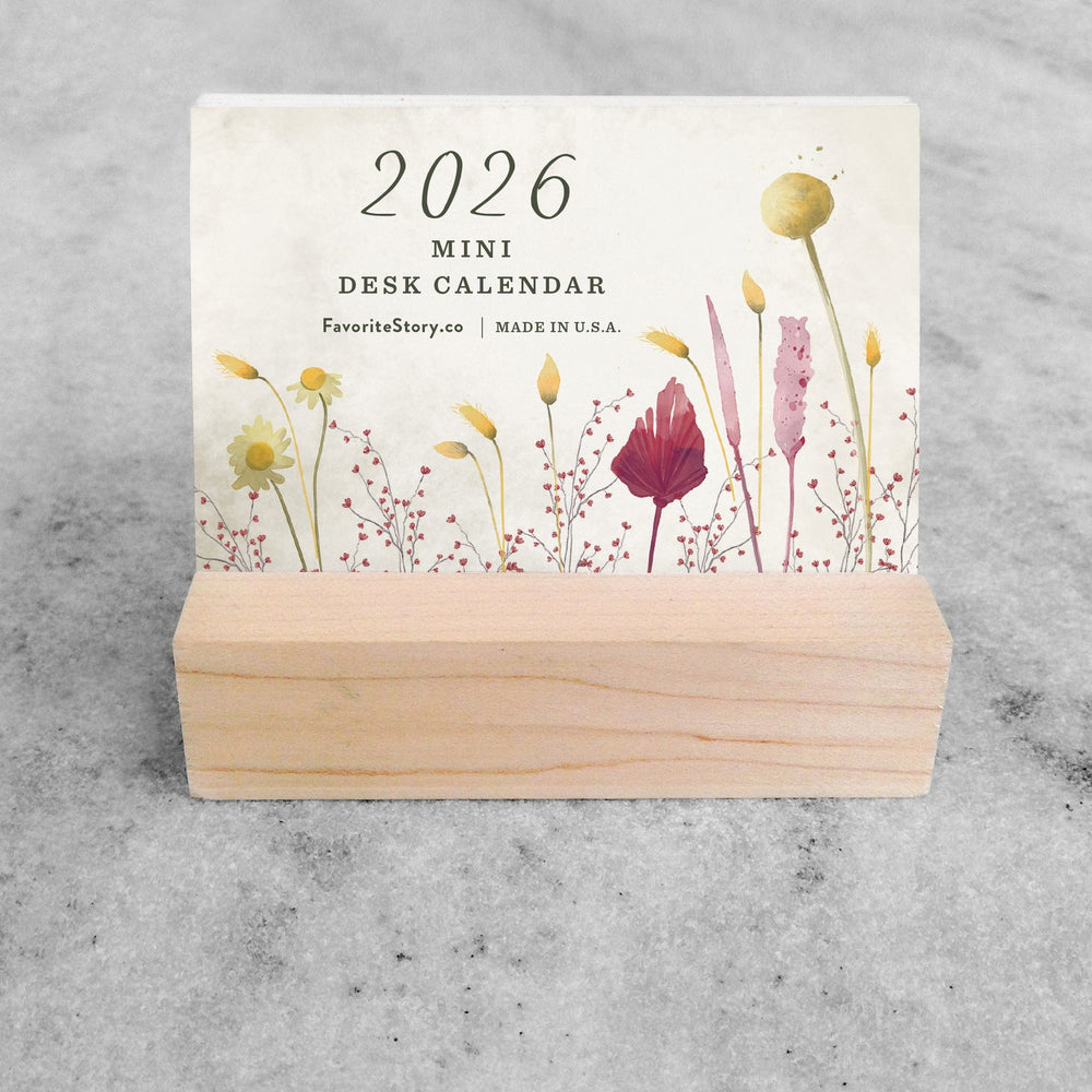 2026 Mini Desk Calendar, Dried Field Flowers