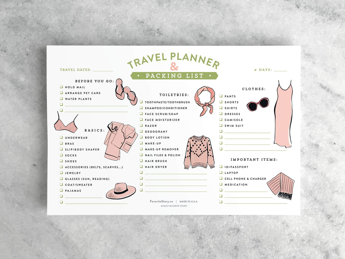Travel Planner Notepad